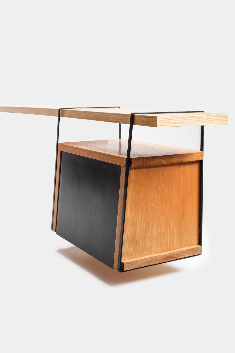 Hanging console with two bedside tables, carpentry, Switzerland, 50s